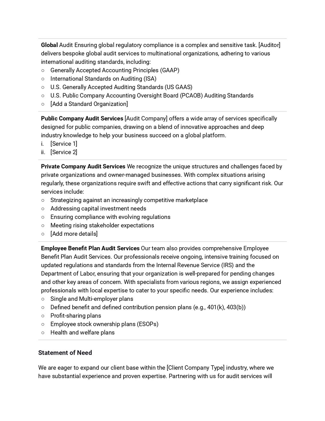 Free audit proposal template